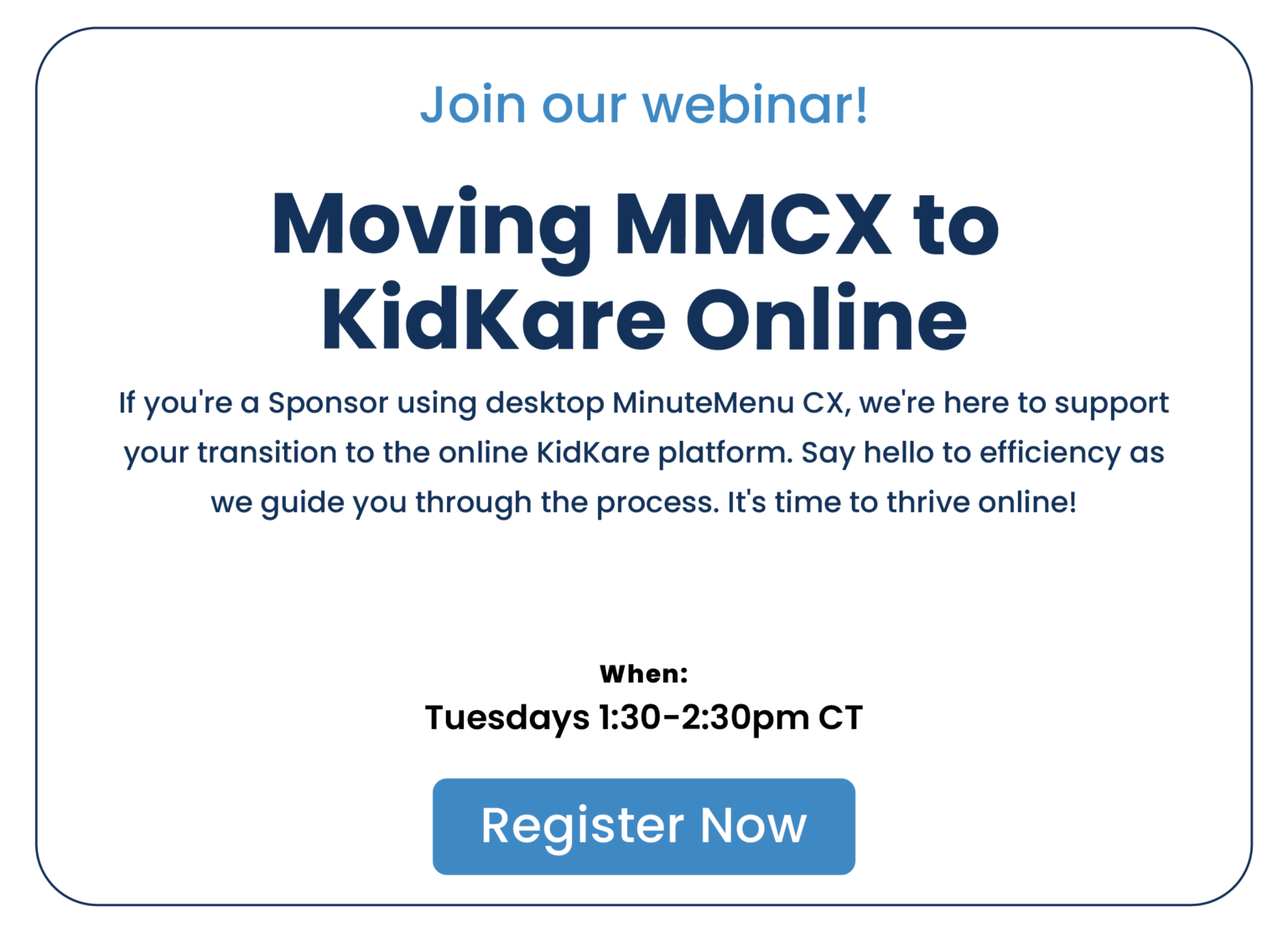 Minute Menu CX is transitioning to KidKare - KidKare