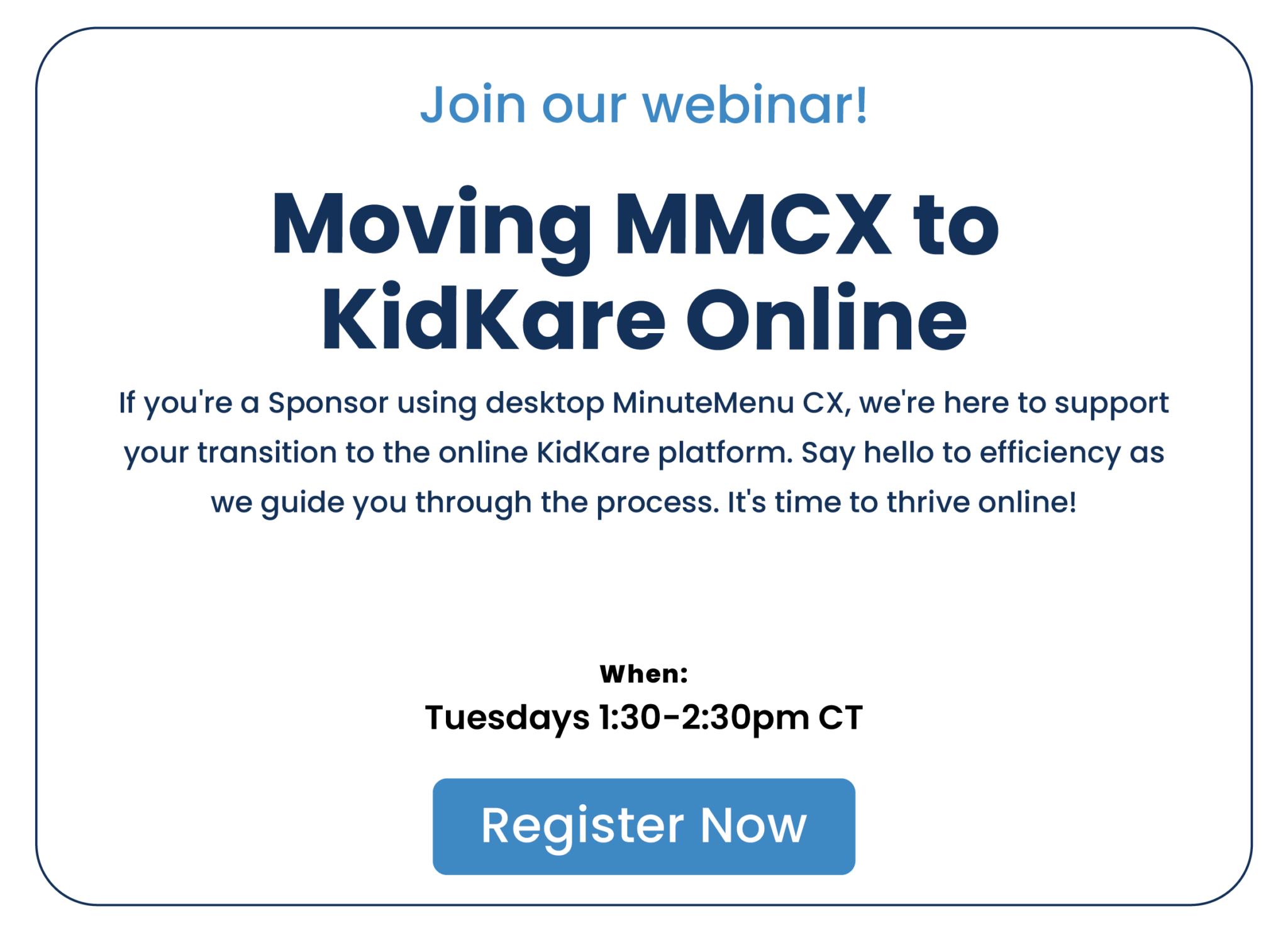 Minute Menu CX is transitioning to KidKare - KidKare