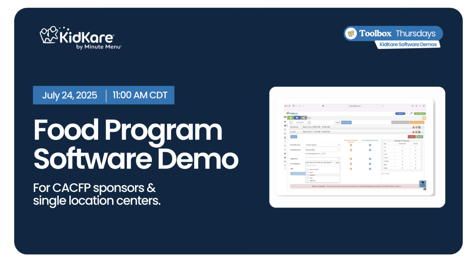 KidKare Food Program Software - Automate Your Claims Calculation