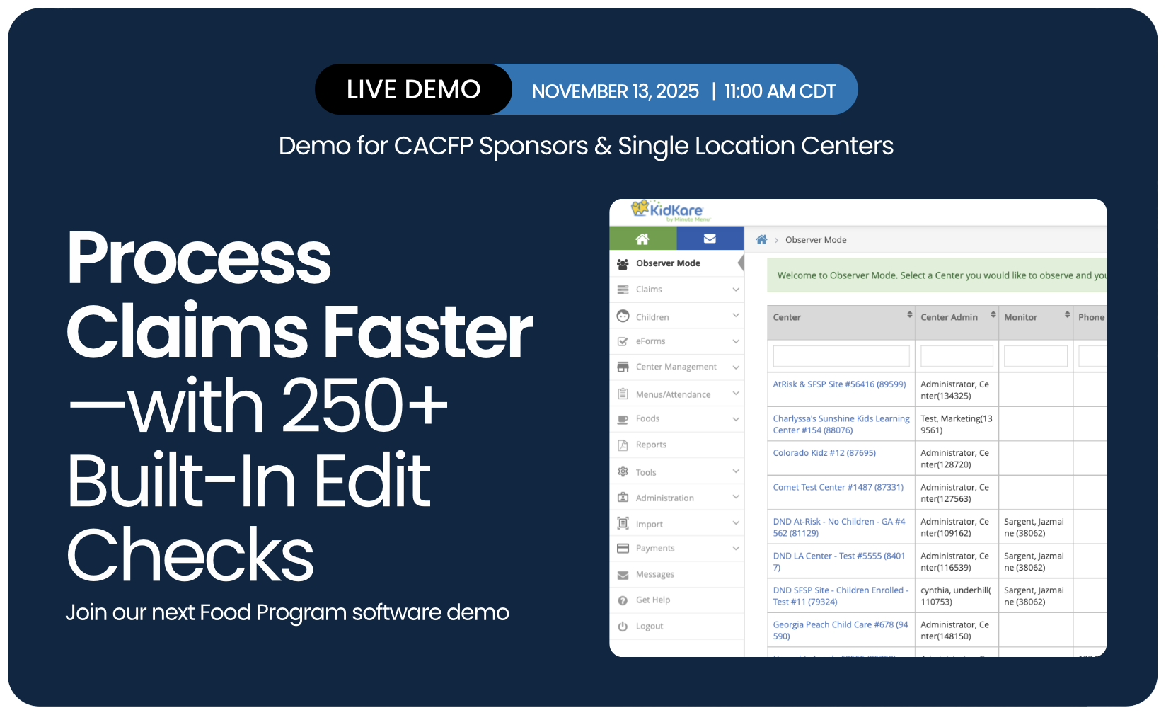 KidKare Food Program Software - Automate Your Claims Calculation